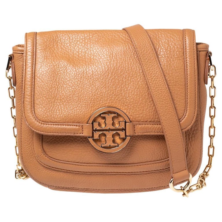 Tory Burch Tan Leather Amanda Flap Shoulder Bag For Sale at 1stDibs
