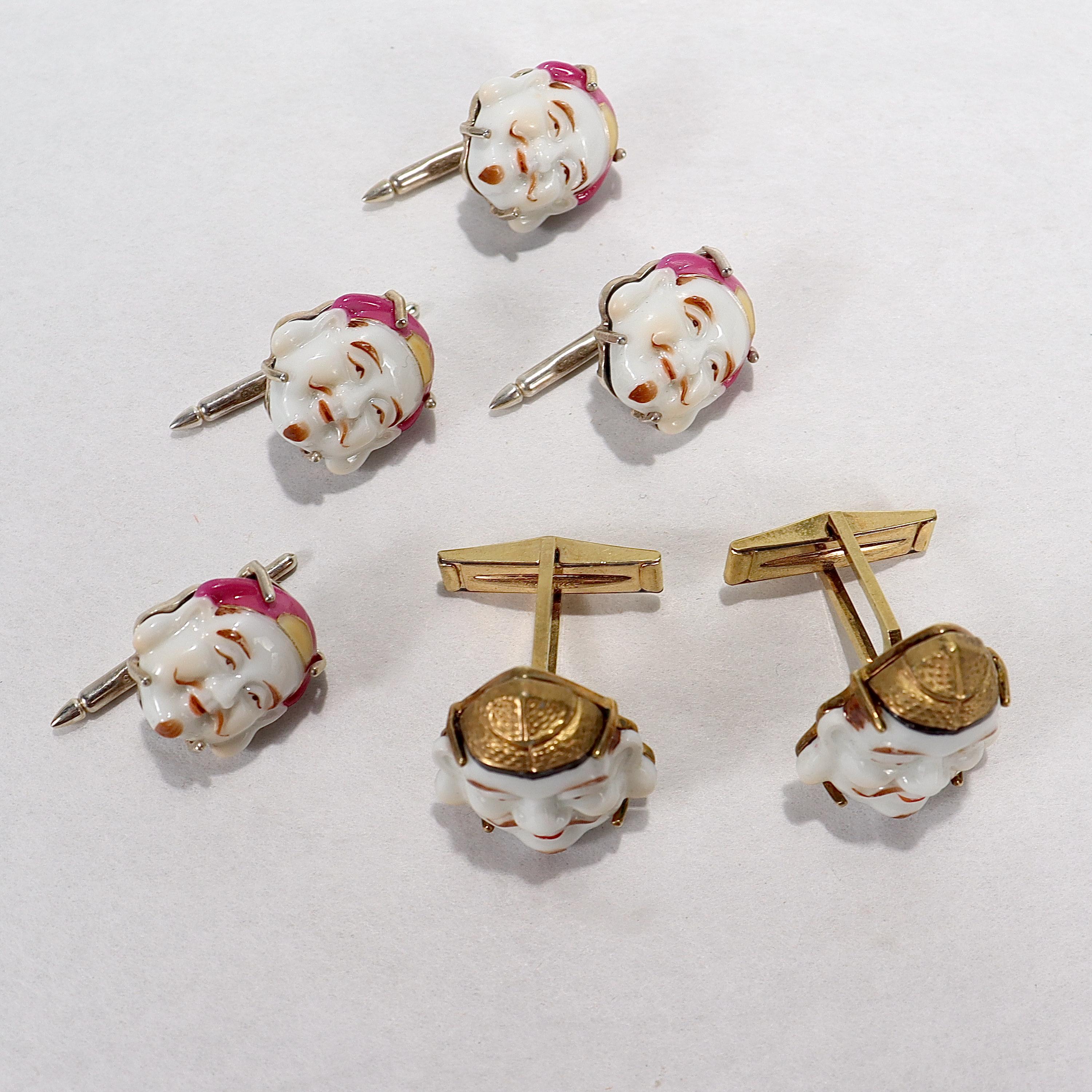 Toshikane Arita Porcelain 7 Immortals Cufflinks and Dress Button Set ...
