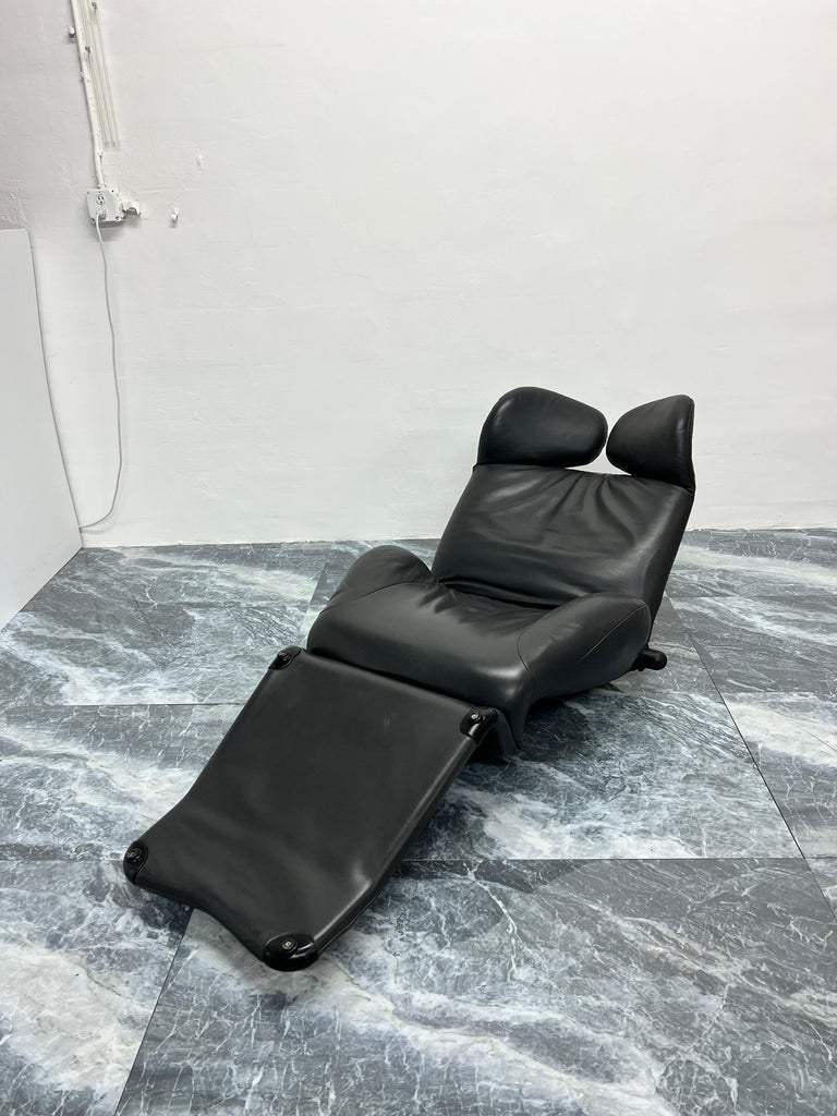 Toshiyuki Kita Wink Charcoal Gray Leather Lounge Chair for Cassina ...