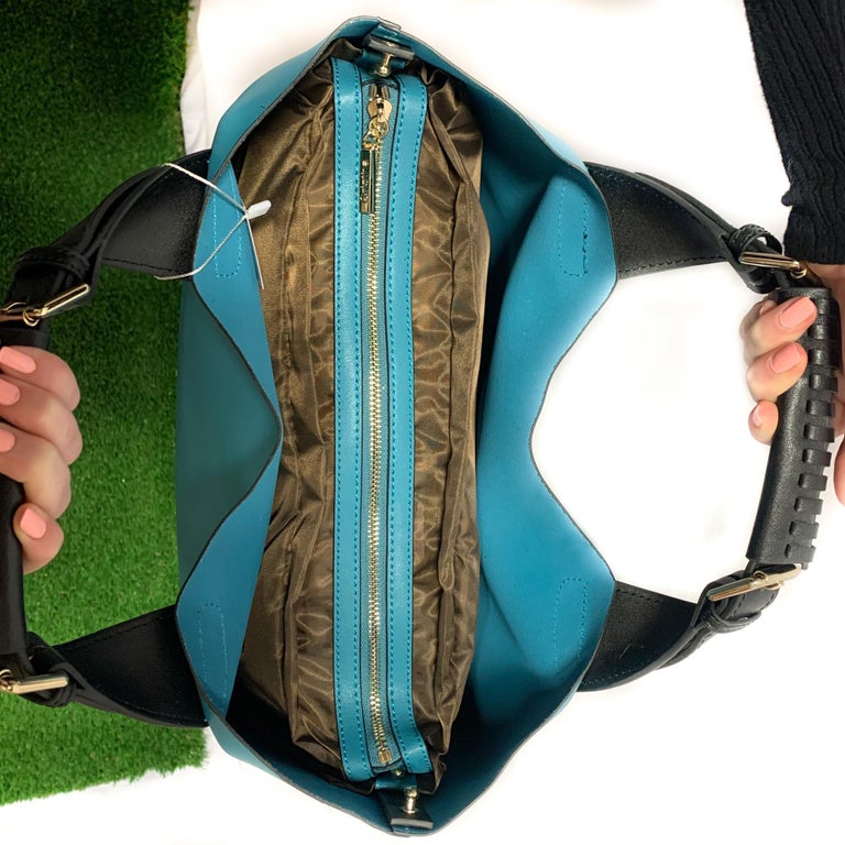 Tote - Caribbean Blue Leather Handbag For Sale at 1stDibs
