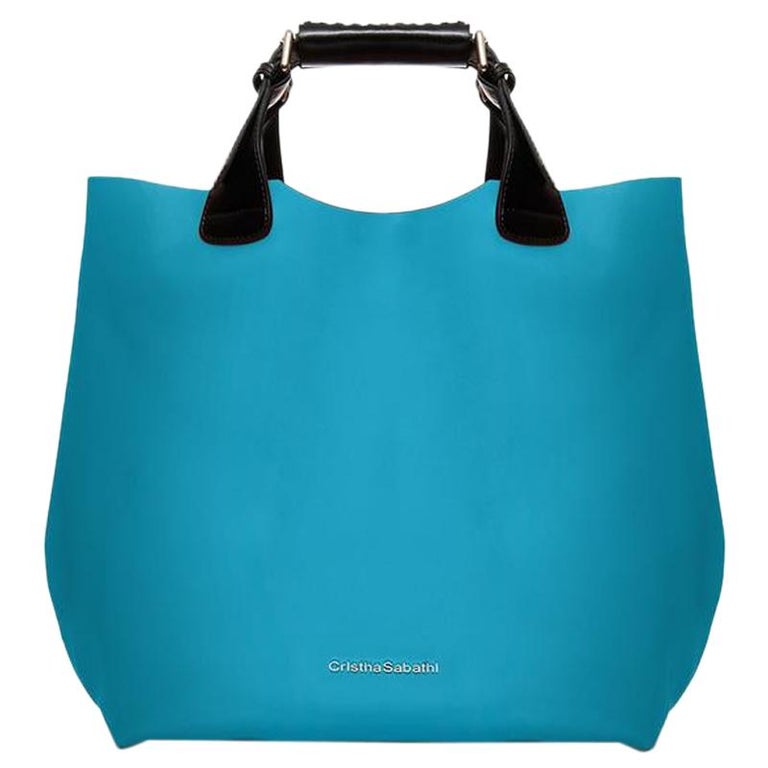 Tote - Caribbean Blue Leather Handbag For Sale at 1stDibs