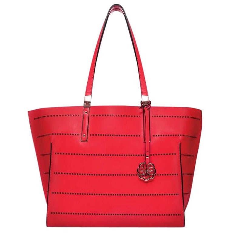 Tote - Crimson Red Leather Handbag For Sale at 1stDibs
