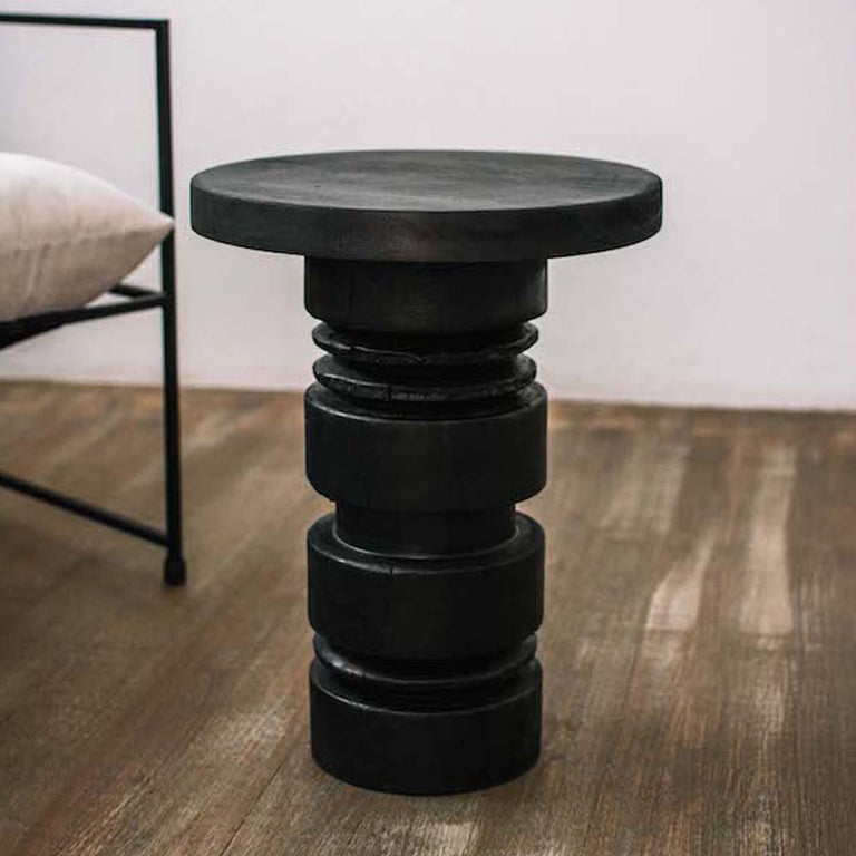 Totem Burnt Wood Stool For Sale at 1stDibs