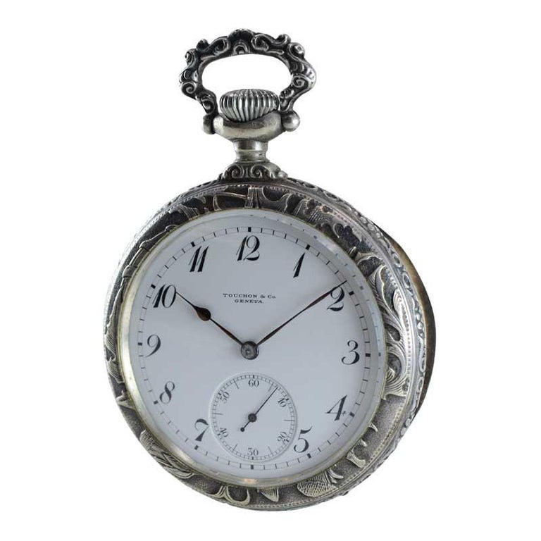 Touchon and Co. Art Nouveau Open Faced Pocket Watch, circa 1900s For ...