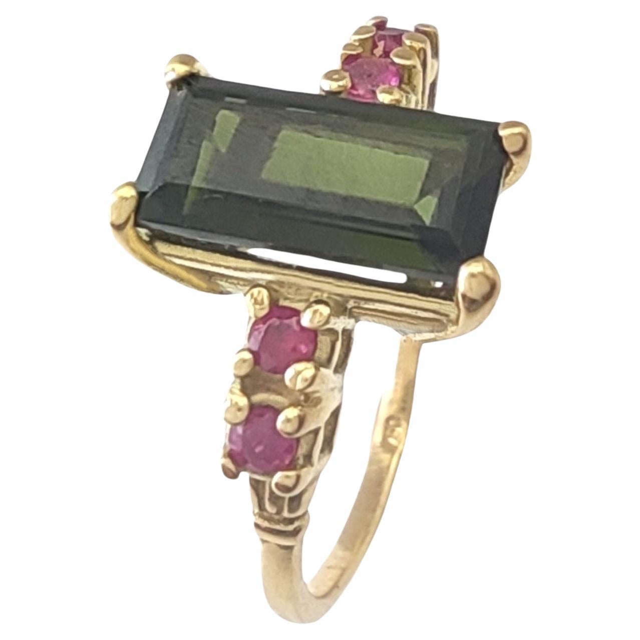 Gemstone Tourmaline 18k solid Gold Ring Genuine Ruby Cocktail Ring Certified For Sale at 1stDibs