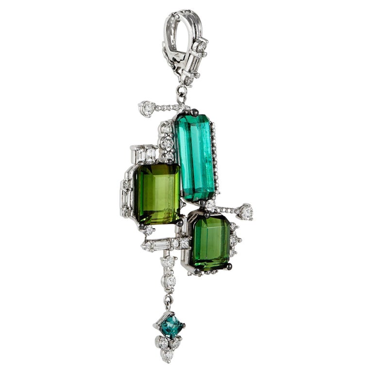 Tourmaline Diamond 18k For Sale at 1stDibs