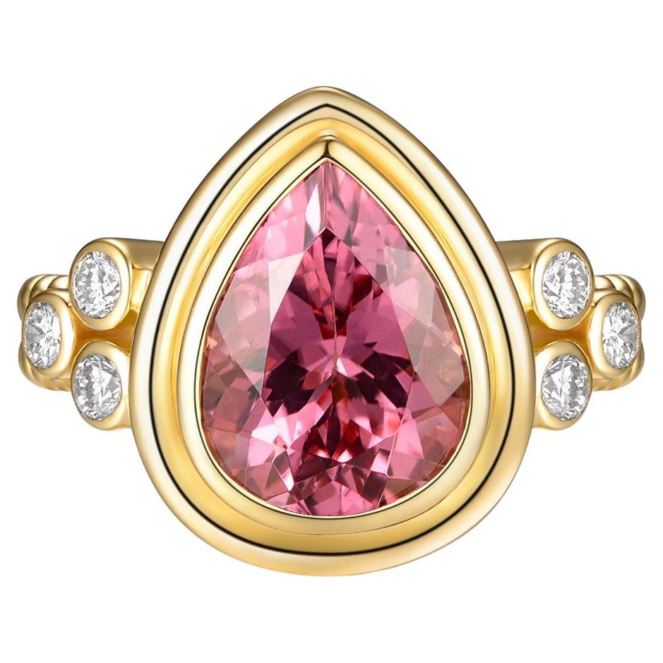 Pink Tourmaline Diamonds 18 Karat Gold Cocktail Ring For Sale at 1stDibs