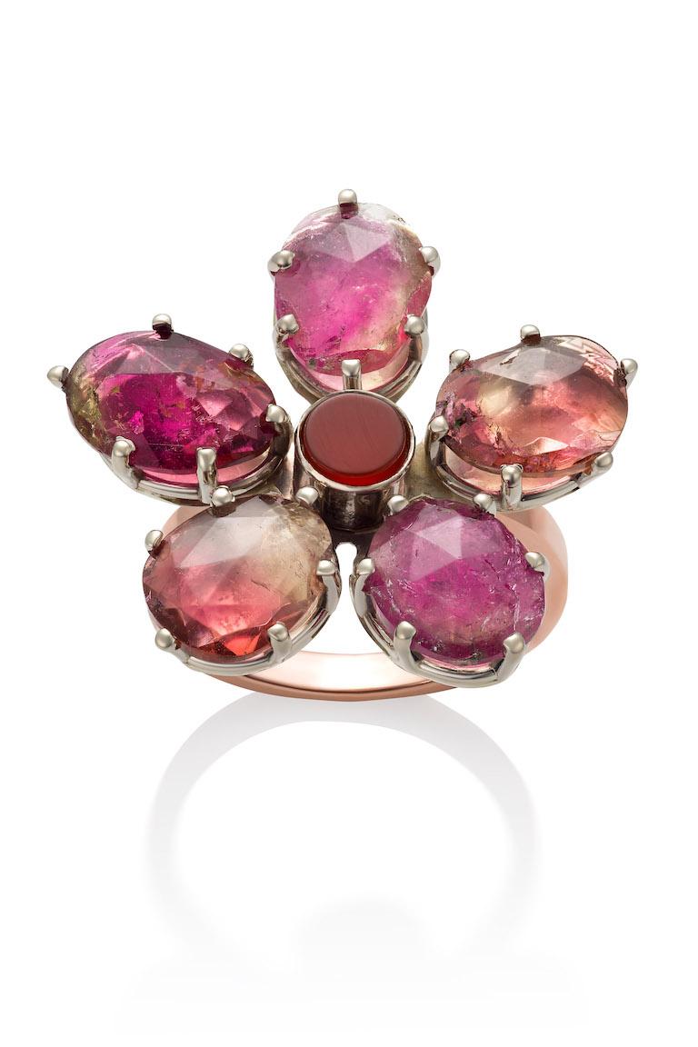 Tourmaline Flower Ring For Sale at 1stDibs