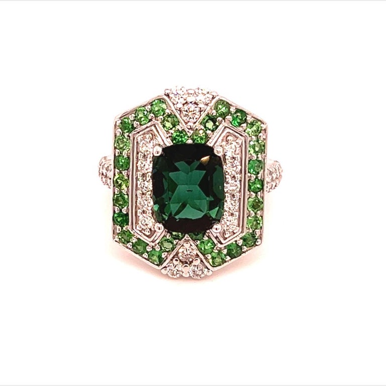 Tourmaline Tsavorite Diamond Ring 14k Gold 5.55 TCW GIA Certified For ...