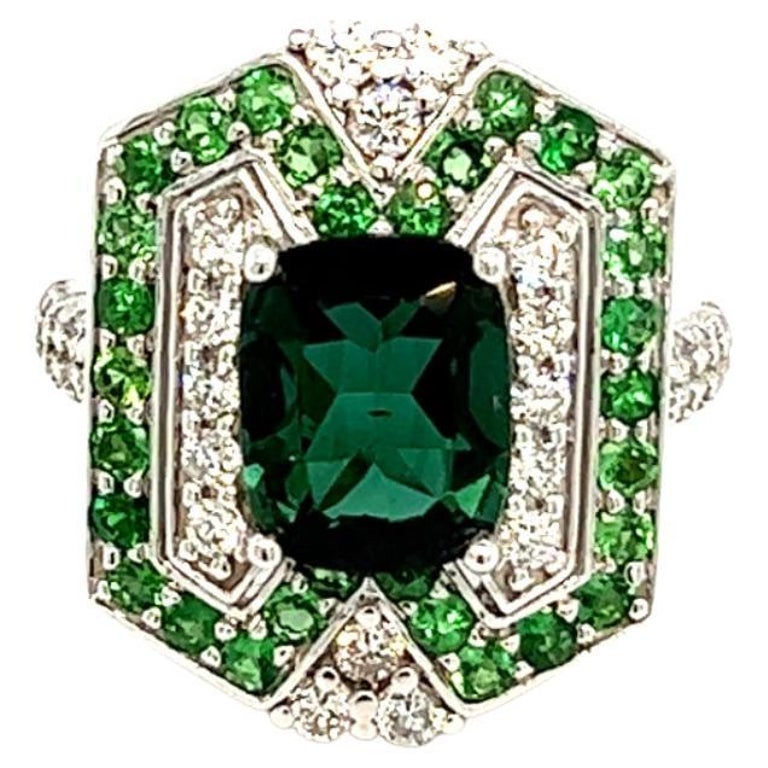 Tourmaline Tsavorite Diamond Ring 14k Gold 5.55 TCW GIA Certified For ...