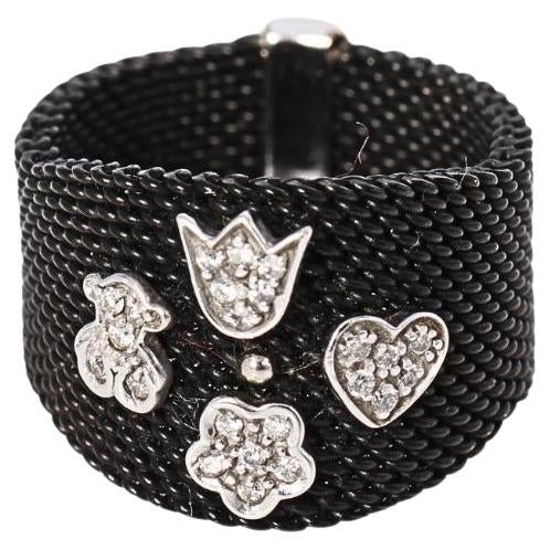 TOUS ring in black stainless steel, 18k gold and diamonds For Sale at ...