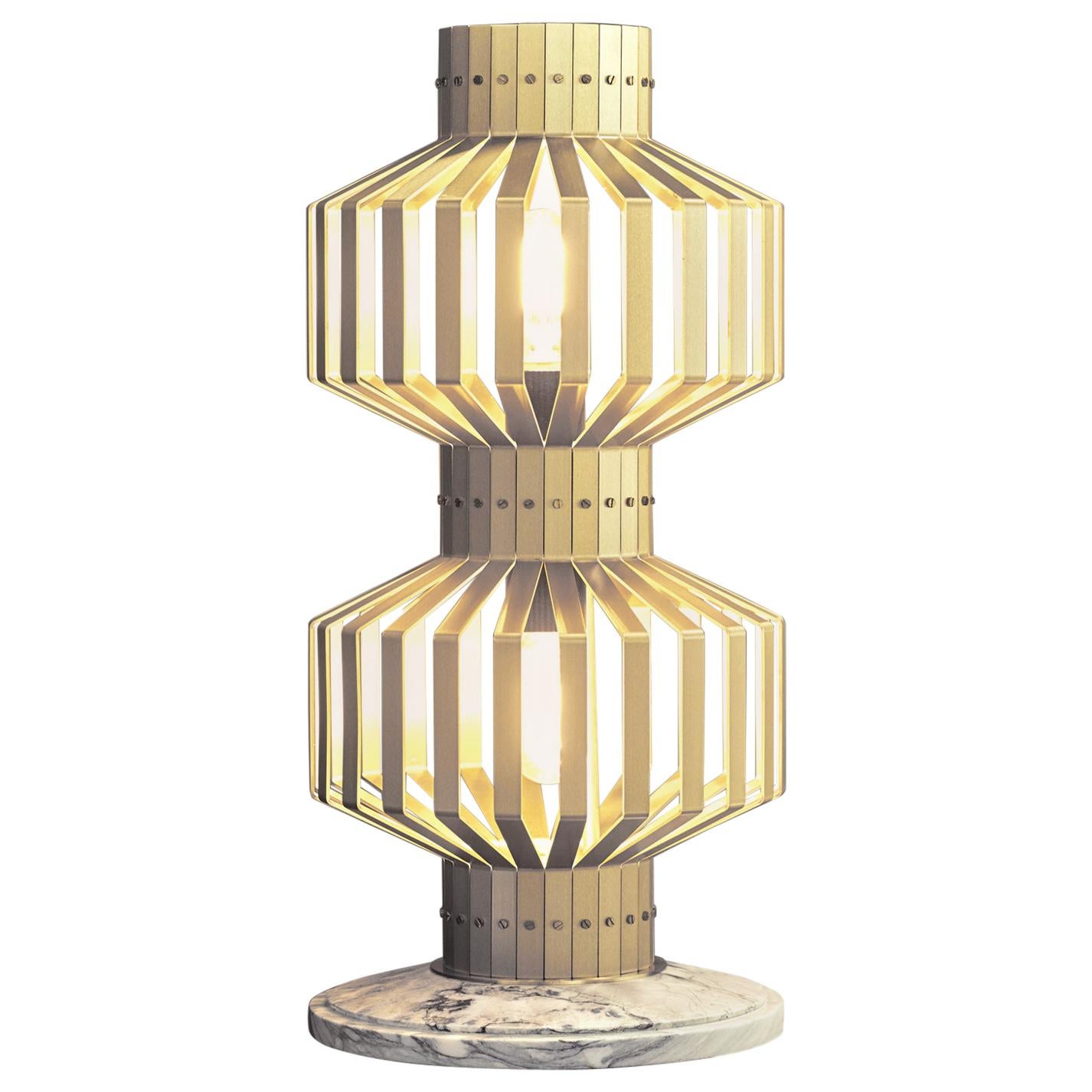 Lighthouse Table Light, Venini Talpa Grey Shade with Matte Carrara ...