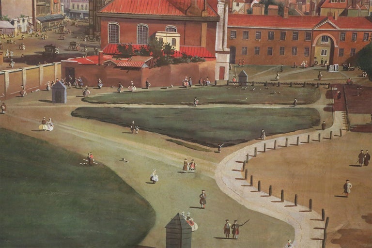 Town Square Aerial View Oil Painting on Canvas For Sale at 1stDibs