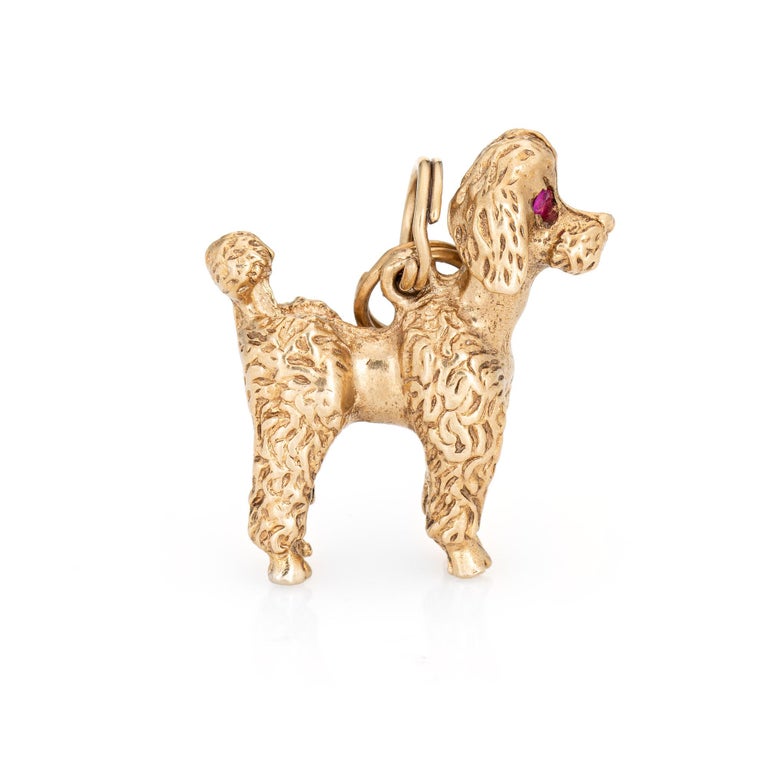 Toy Poodle Dog Charm Vintage 14k Yellow Gold Pendant Estate Animal ...