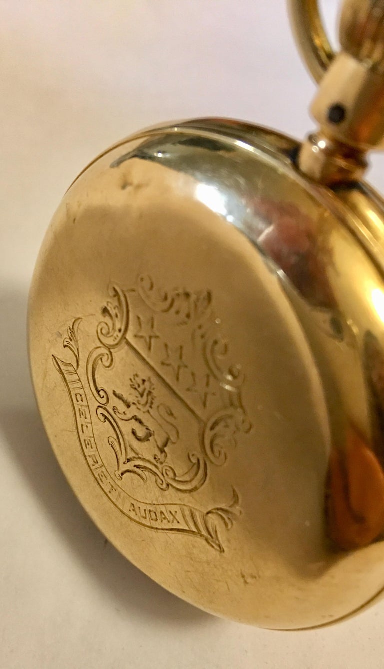 T.R Russel's Swiss Split Second 18 Karat Gold Chronograph Pocket Watch ...