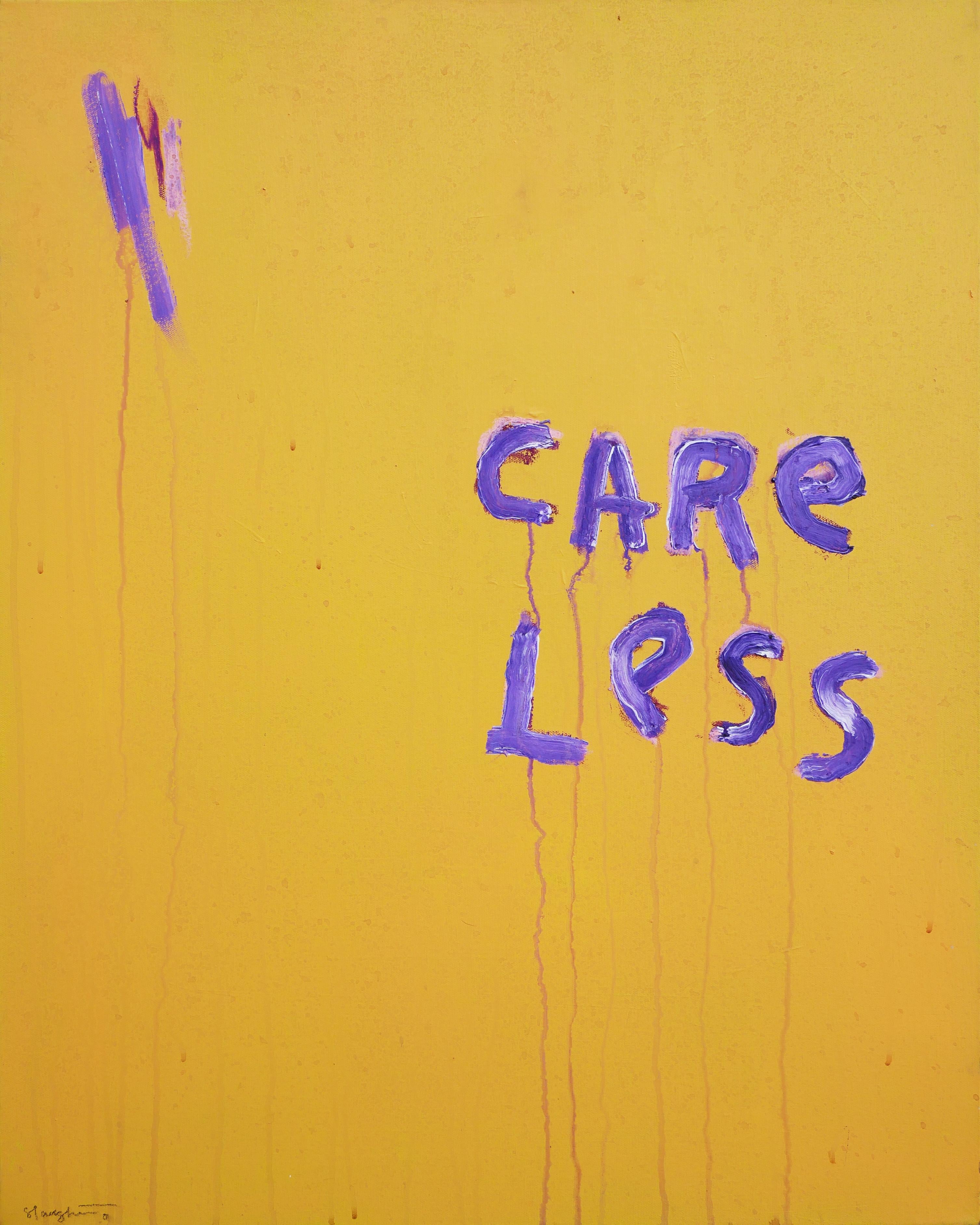 Tra' Slaughter - “Care Less” Abstract Contemporary Bright Yellow and ...