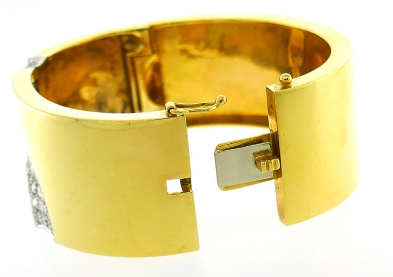 Vintage Trabert and Hoeffer Bracelet Diamond Gold Bangle Estate Jewelry ...