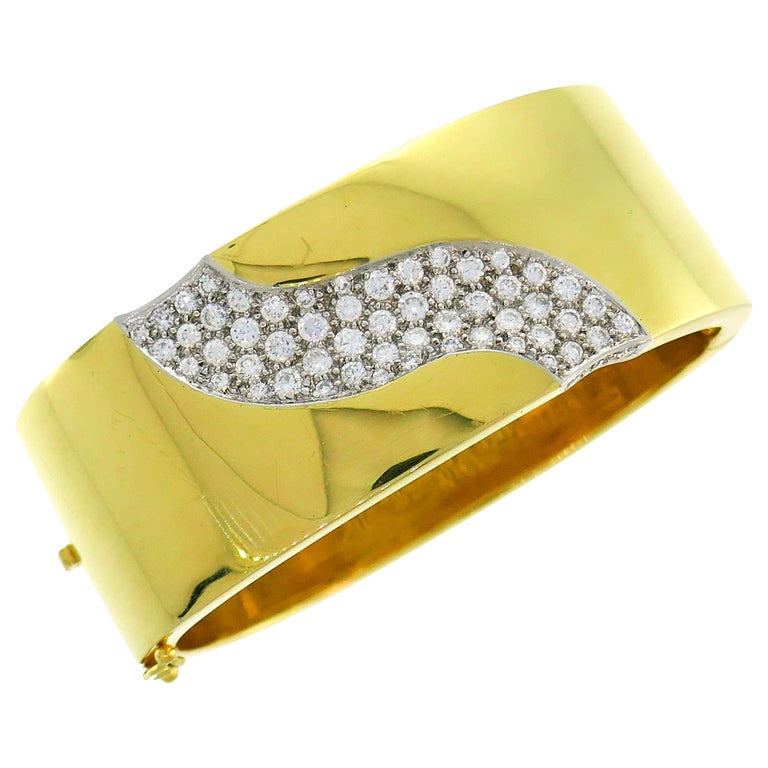 Vintage Trabert and Hoeffer Bracelet Diamond Gold Bangle Estate Jewelry ...