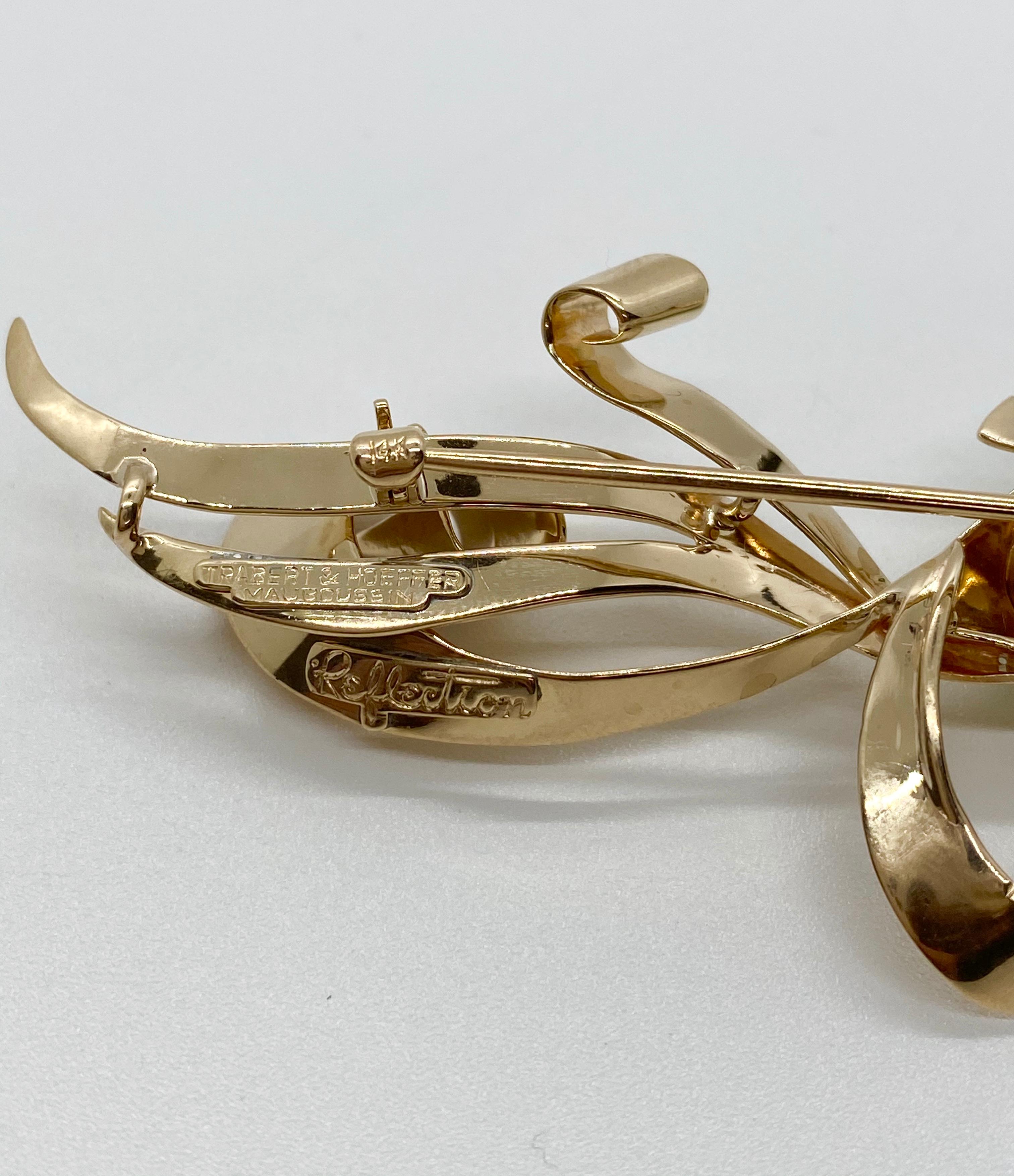 Trabert and Hoeffer Mauboussin 14 Karat Gold Emerald Reflection Fish ...