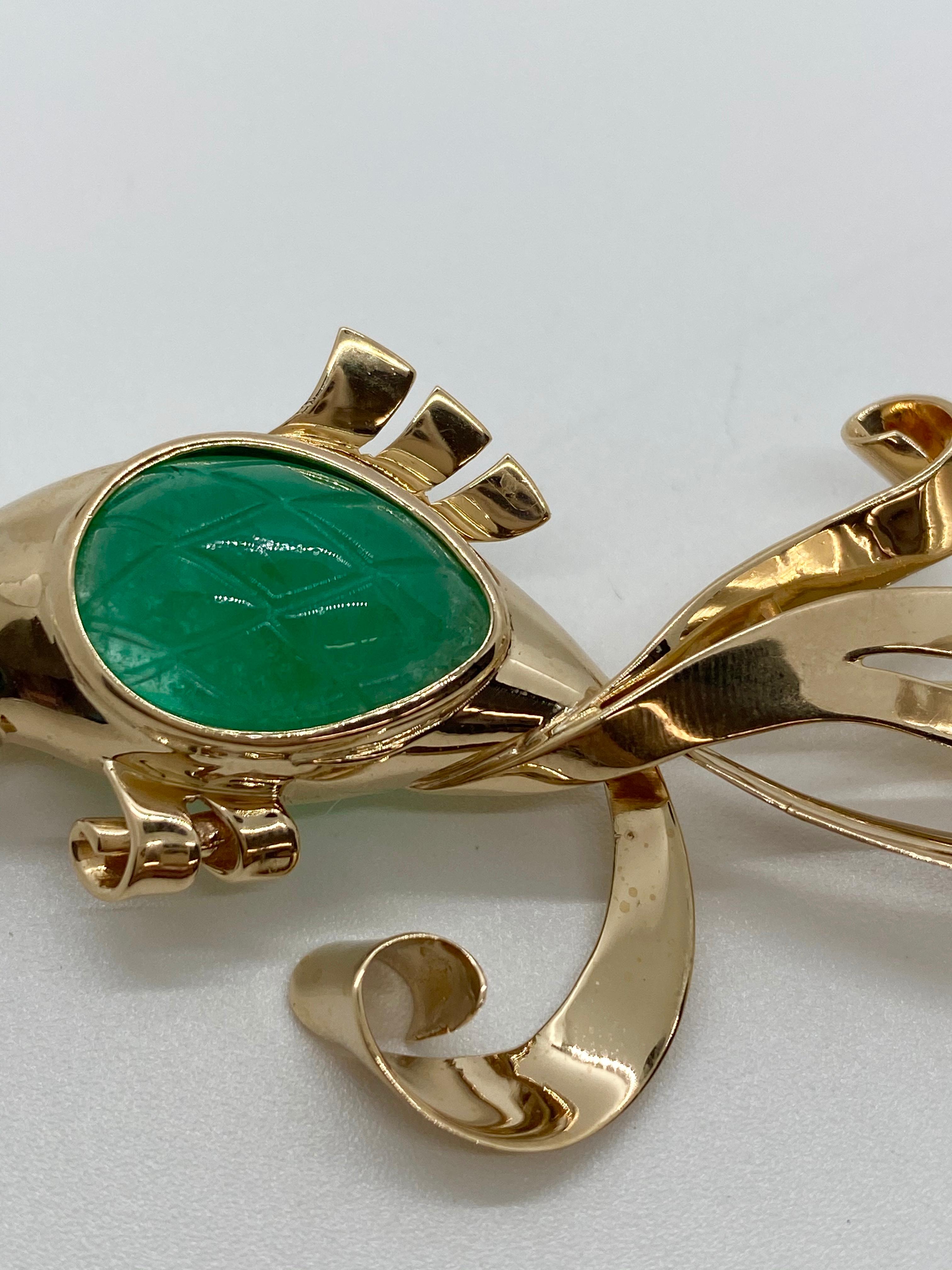 Trabert and Hoeffer Mauboussin 14 Karat Gold Emerald Reflection Fish ...