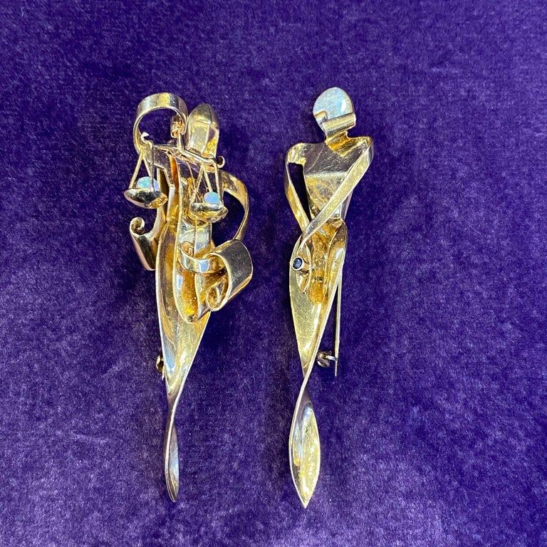 Trabert Hoeffer and Mauboussin Judge and Woman Brooch Set For Sale at ...