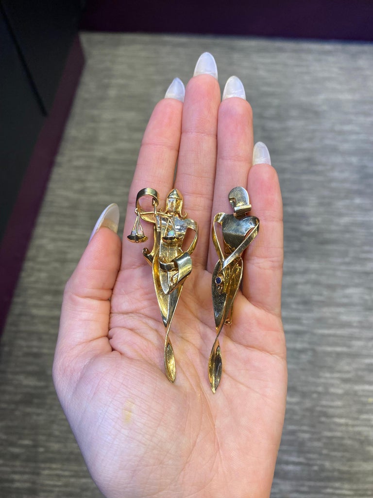 Trabert Hoeffer and Mauboussin Judge and Woman Brooch Set For Sale at ...