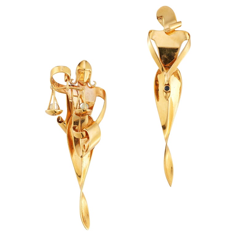 Trabert Hoeffer and Mauboussin Judge and Woman Brooch Set For Sale at ...