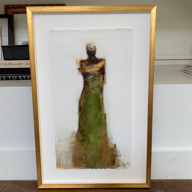 Tracy Sharp - Emerald Green Figure in Gold Frame For Sale at 1stDibs
