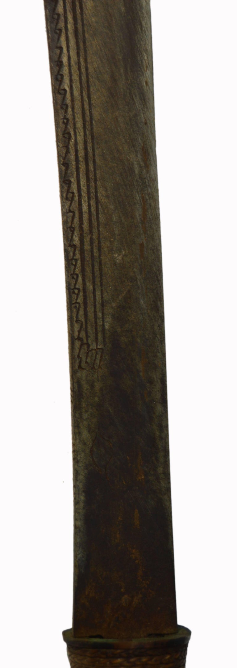 Traditional 19th Century Thai Daab Iron and Wood Sword with Original ...