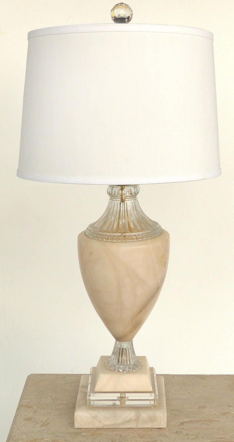 Traditional Alabaster Urn Form Table Lamps with Glass and Crystal ...