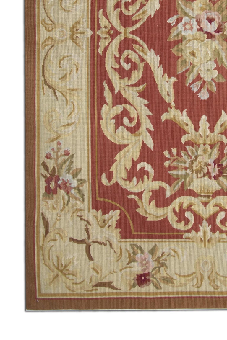 Traditional Aubusson Style Rug Area Carpet Handwoven Wool Needlepoint ...