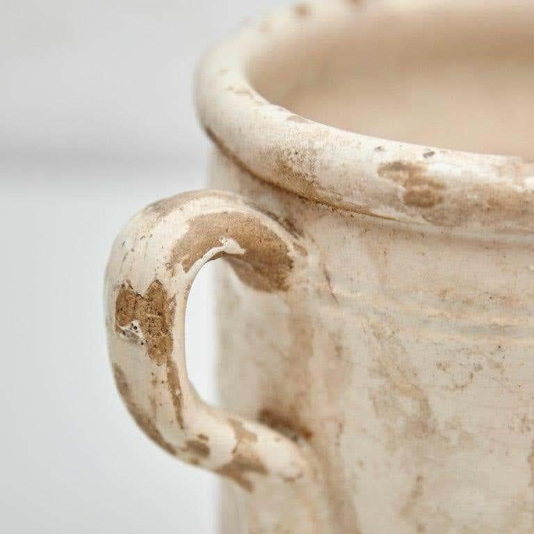 Traditional Beige Lacquered Rustic Spanish Ceramic For Sale at 1stDibs