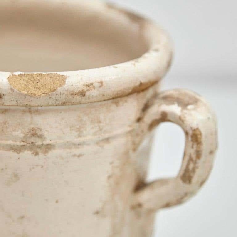 Traditional Beige Lacquered Rustic Spanish Ceramic For Sale at 1stDibs