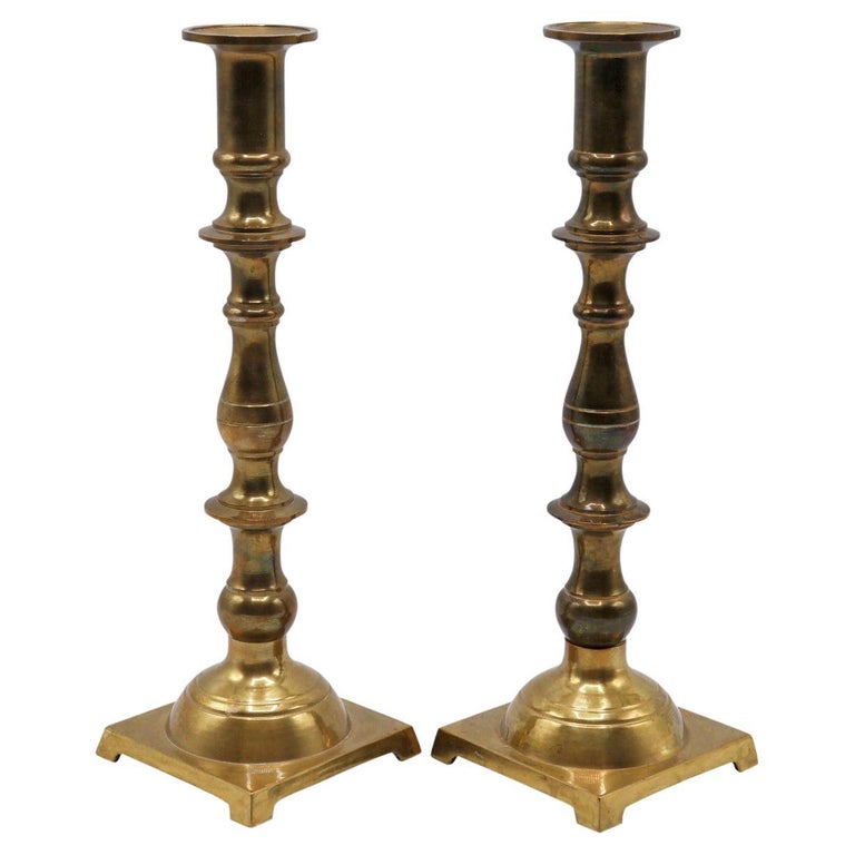 Traditional Brass Candlesticks, a Pair For Sale at 1stDibs ...