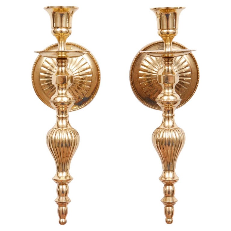 Traditional Brass Sconces, a Pair For Sale at 1stDibs