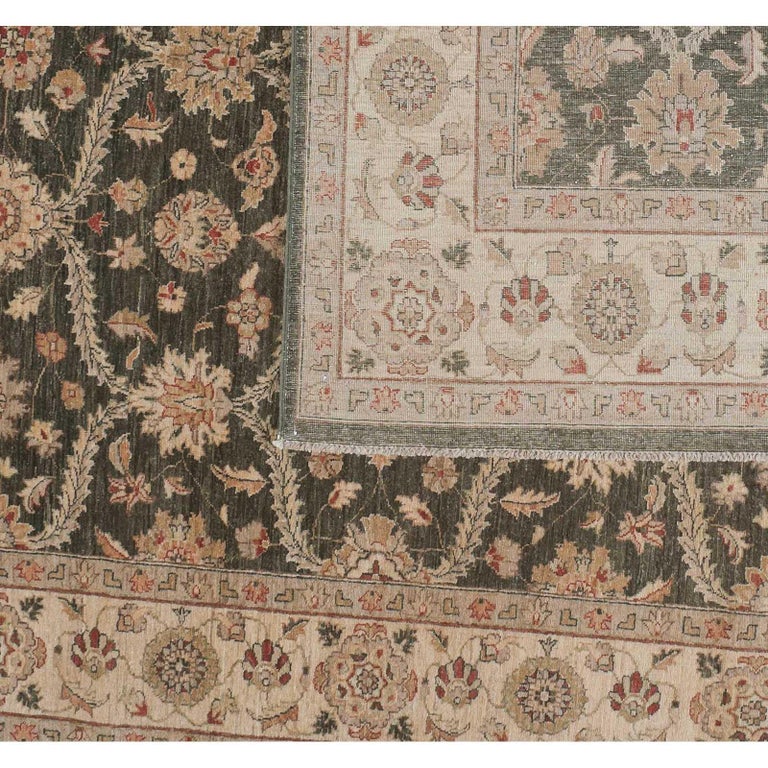 Traditional Brown Floral Pakistani Rug For Sale at 1stDibs