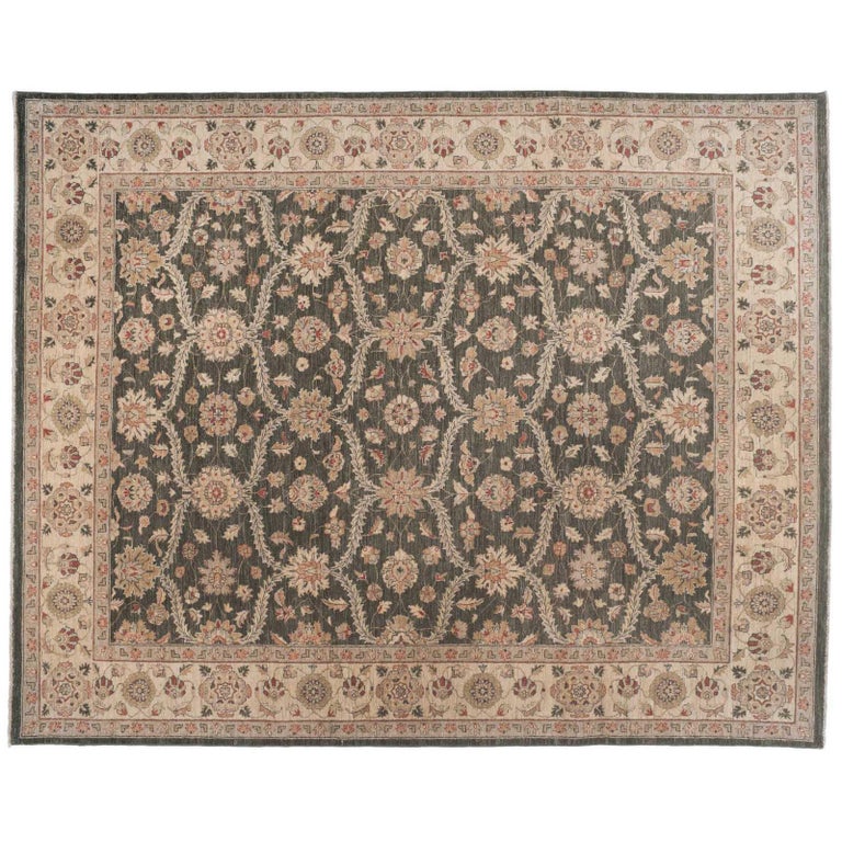 Traditional Brown Floral Pakistani Rug For Sale at 1stDibs