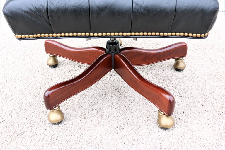 Traditional Cabot Wrenn Graham Tufted Black Leather Executive Swivel ...