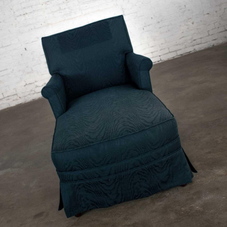 Traditional Chaise Lounge with Navy Blue Cotton Moire Fabric and Rolled ...