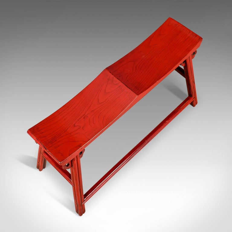 Traditional Chinese Two-Seat Bench, 20th Century, Red, Lacquer at 1stDibs