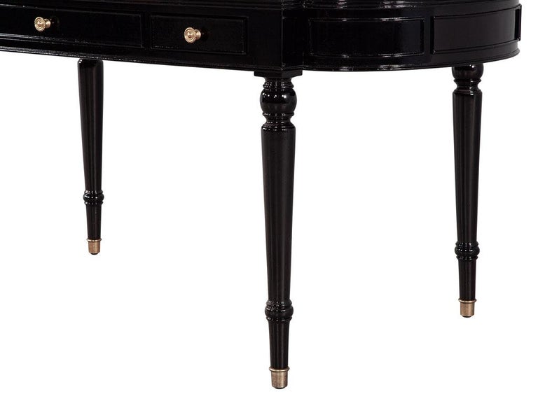 Traditional English Leather Top Black Lacquered Writing Desk For Sale ...