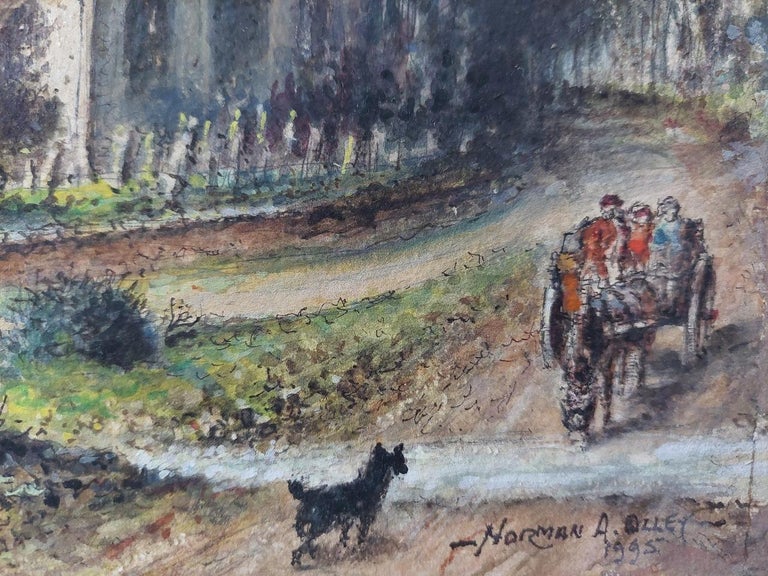 Traditional English Painting Church and Figures at Altarnun, Cornish ...