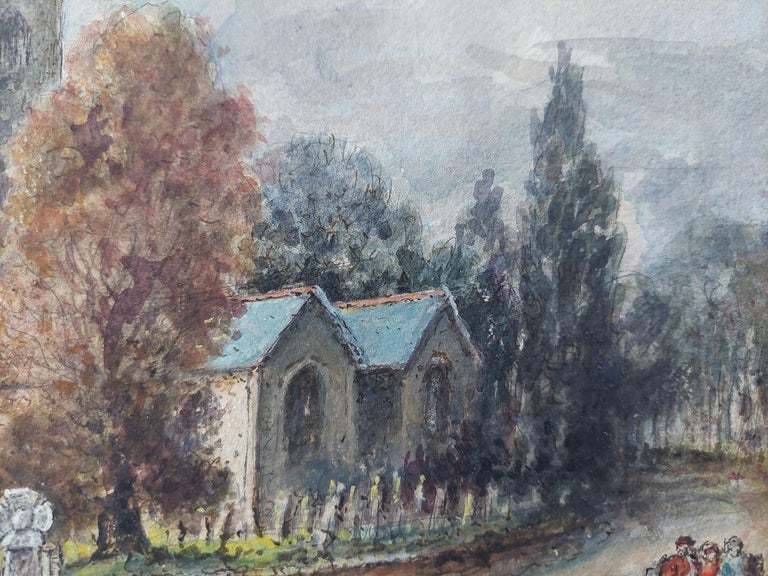 Traditional English Painting Church and Figures at Altarnun, Cornish ...