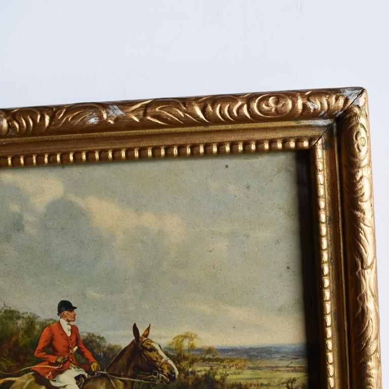 Traditional Equestrian Horse and Foxhound Hunting Print in Giltwood ...