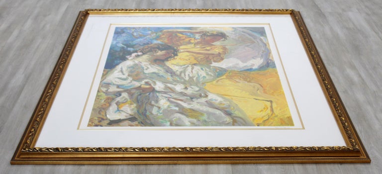 Traditional Framed Jose Royo Signed Serigraph 2 Women Yellow Dress 90/ ...