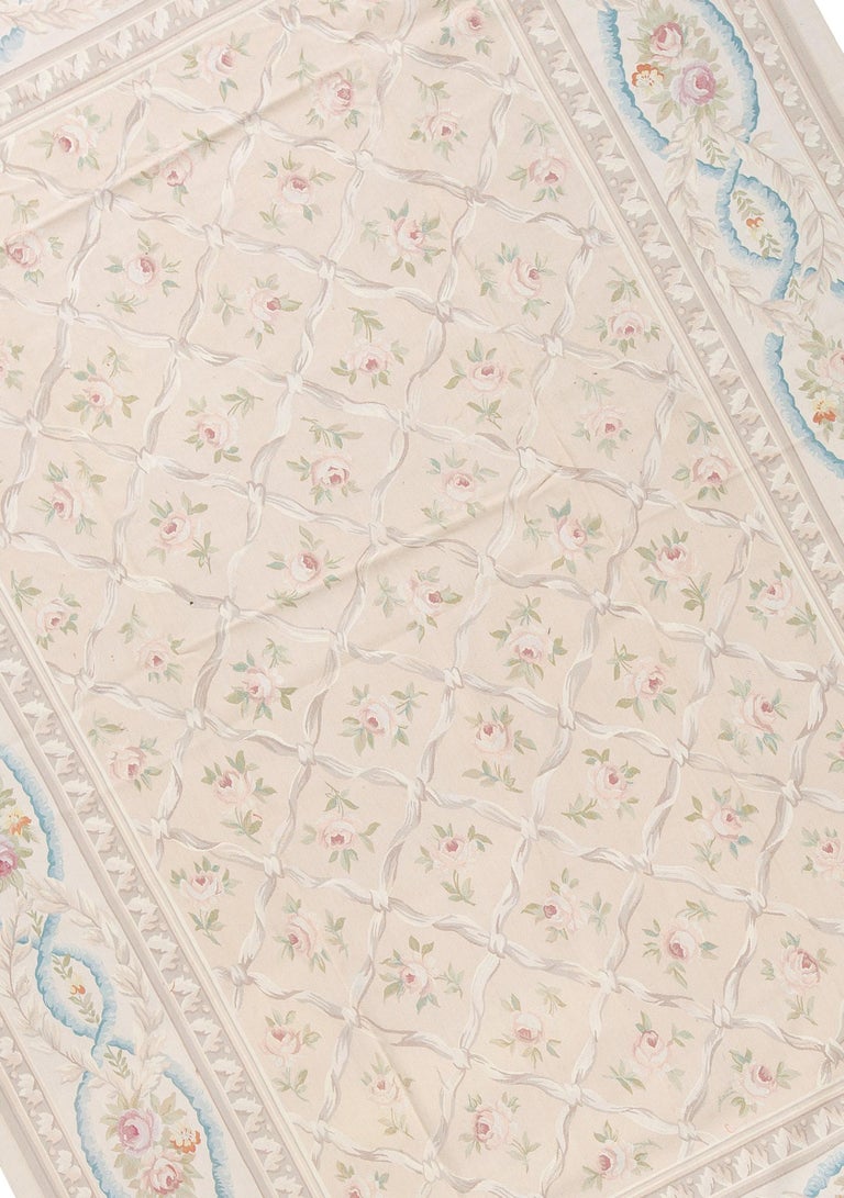 Luxury Traditional French Aubusson Style Flat-Weave Beige / Beige For ...