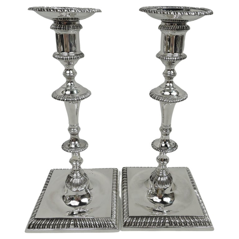 Traditional Georgian-Style Sterling Silver Candlesticks For Sale at 1stDibs