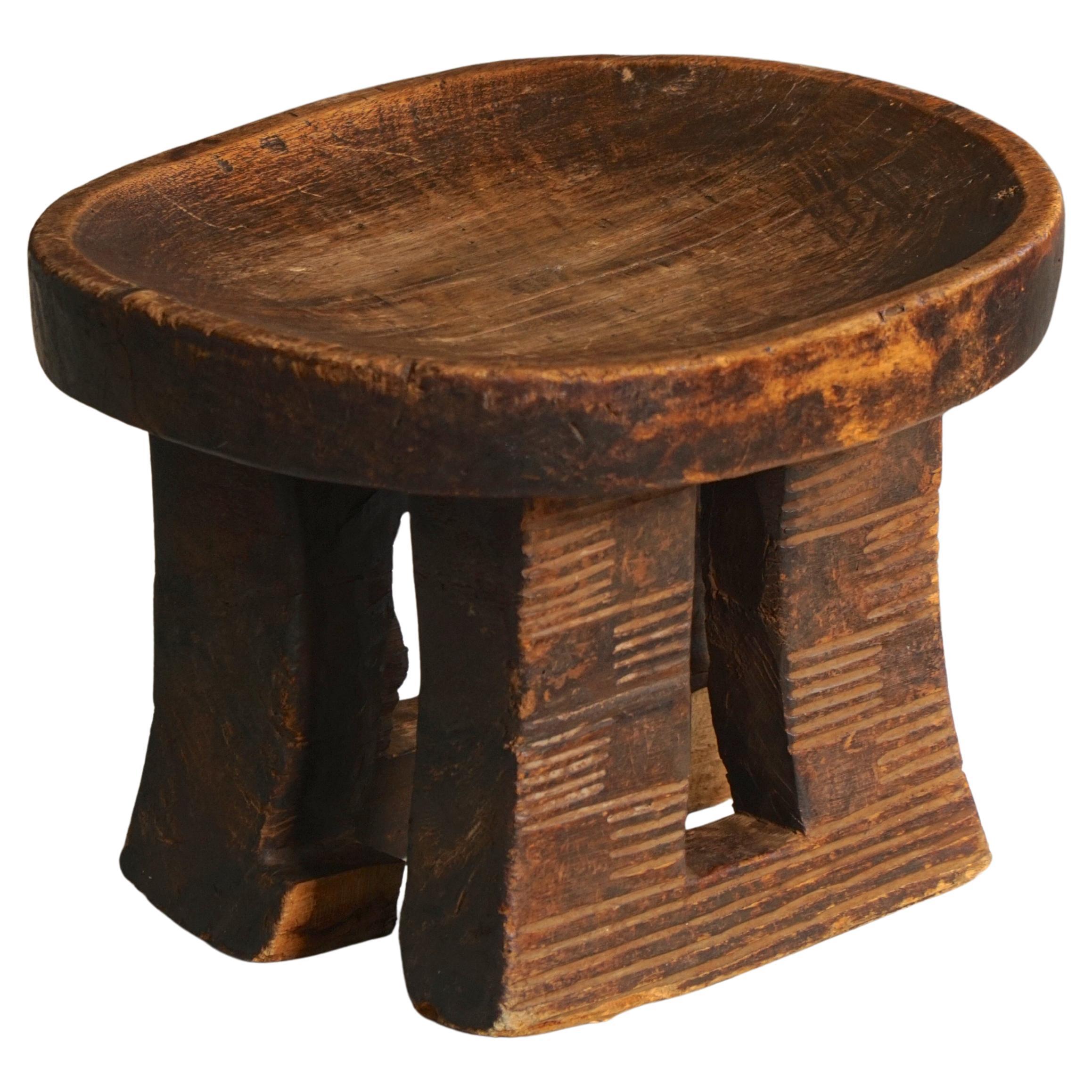 early 20th Century Africa Bamileke Hand Carved Wooden Stool For Sale at ...