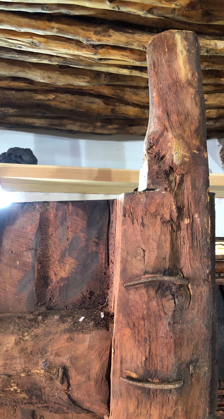 Traditional Hand Carved Moroccan Wood Door, Inlaid Bone, Berber Cross ...