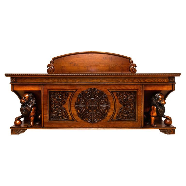 Traditional Hand Carved Solid Wood Executive Desk For Sale at 1stDibs